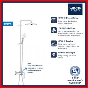 GROHE 26673000 TEMP COSMO 250 SHOWER SYS W/SINGLE LEVER MIXER